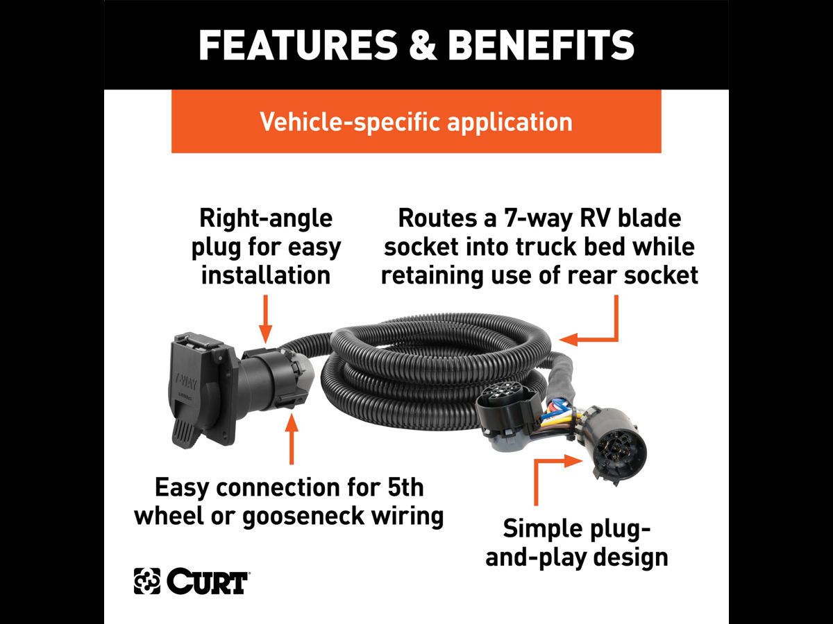 DSI Automotive - Curt 7-Way Extension Harness For 5th Wheel And ...