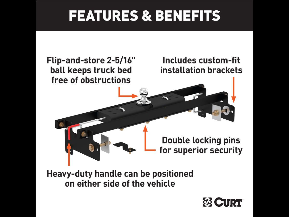 DSI Automotive - Curt Double-Lock Gooseneck Hitch/Install Kit ...